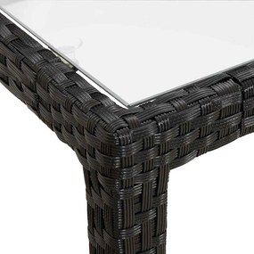 Zahradní stůl 150 x 90 x 75 cm tvrzené sklo a polyratan černý 316705