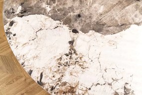 Kulatý keramický jídelní stůl Parthenia 120 cm bílý mramor / ořech