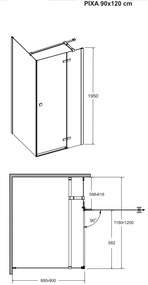 Besco Pixa 100x90/120x90 obdélníkový sprchový kout, black Orientace: Pravá, Rozměr sprch.dveří: 100cm