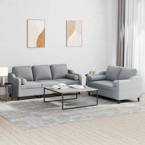 2dílná sedací souprava s polštáři světle šedá textil 3201850