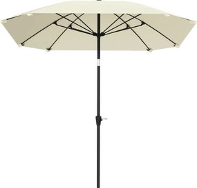 Zahradní slunečník Outsunny 233x233 cm s nastavitelným sklonem, voděodolným hliníkovým stojanem, skleněnými žebry a kličkou - krémový | Aosom