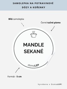 MANDLE SEKANÉ – bílá samolepka na dózu, tučné písmo, 5 cm | DomaLEP