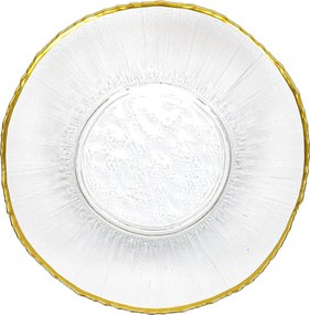 Skleněný hluboký talíř se zlatým okrajem DATURA, 20 cm