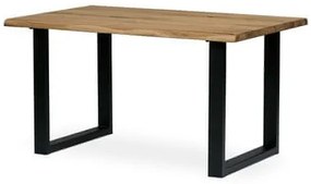 Autronic Dřevěný jídelní stůl Stůl jídelní, 140x90x75 cm, masiv dub, kovová noha ve tvaru písmene &amp;quotU&amp;quot, černý lak (DS-U140 DUB)