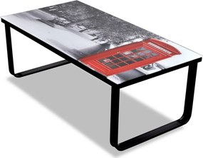 vidaXL Skleněný konferenční stolek s potiskem, motiv telefonní budky [241176]