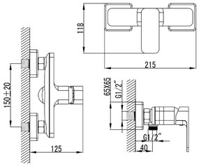 Aqualine Aqualine, FACTOR nástěnná sprchová baterie, chrom, FC411