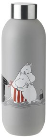 Stelton Nerezová lahev Keep Cool Light Grey Moomin 750 ml, šedá barva, kov