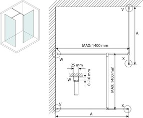 Gelco VARIO 140 cm GX1214 čiré sklo sprchový kout Walk-In