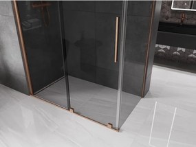 Mexen Velar, sprchový kout s posuvnými dveřmi 140 x 85 cm, 8mm šedé sklo, měděná matná, 871-140-085-41-65