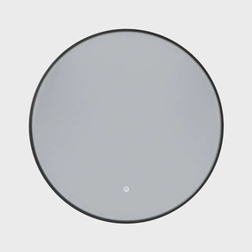 Erga Emma, ​​kulaté LED zrcadlo 70cm, černý kovový rám, 1610 lm, 6500K, zadní osvětlení, ERG-V01-201-7070-BK