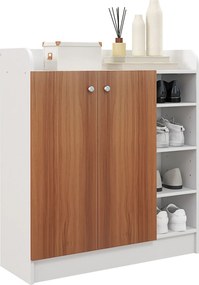 HOMCOM Úzký botník se 2 dveřmi a nastavitelnými policemi pro 12 párů bot do předsíně 83x30x90 cm Přírodní | Aosom