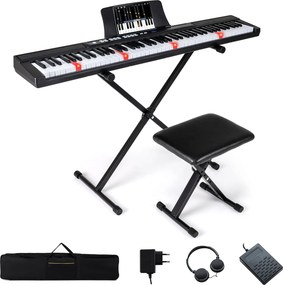 Costway 88 Keys Electric Piano s nastavitelným stojanem a stoličkou a Sustain