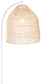 Venkovská stojací lampa bílá s ratanem - Sam