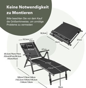 Costway Patio lehátko venkovní patio židle skládací lehátko s 8 nastavitelnými