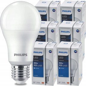 SADA 6 KS LED žárovek PHILIPS E27 8W 806lm neutrální bílá 4000K A60