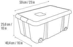 Plastový uložný box s víkem a kolečky EKO 36L, 4 ks