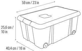 Plastový uložný box s víkem a kolečky EKO 36L, 4 ks