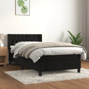 Box spring postel s matrací černá 100x200 cm samet 3131125