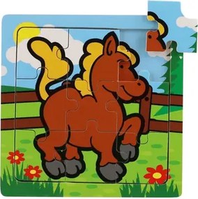 TEDDIES Dřevěné puzzle Moje první zvířátka Koník / 9 dílků