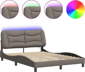Rám postele s LED bez matrace Hvar Taupe 120x200 cm Látka 3213694