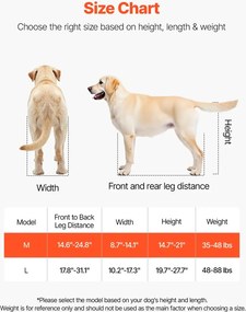 E-CrossStu GmbH​  Invalidní vozík pro psa  zadní nohy  s tlumicími koly, pro zraněné a postižené psy 15,8-21,7 kg, střední | VEVOX25