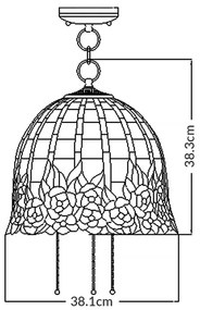 Quoizel QZ-ROSECLIFFE-P - Lustr na řetězu Tiffany ROSECLIFFE 3xE27/100W/230V