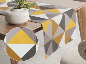 Biante Sametový běhoun na stůl Tamara TMR-020 Žluto-šedé trojúhelníky 20x180 cm