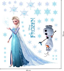 Samolepka na zeď "Elsa a Olaf" 60x70 cm