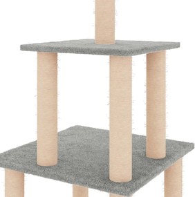Škrabadlo pro kočky se sisalovými sloupky světle šedé 111 cm 171733