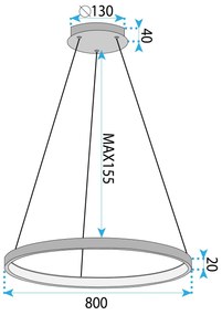 Toolight Toolight, LED závěsné osvětlení 80cm LHJ012-CP, černá matná, OSW-50045