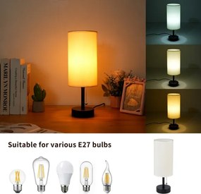 Brilagi - Stolní lampa s USB portem TABLON 1xE27/25W/230V černá/krémová