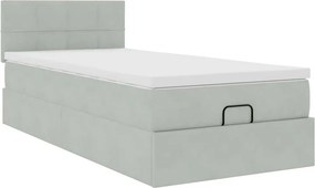 Osmanský rám postele s matrací světle šedá 80x200cm samet 3312584