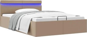 Rám postele LED úložný prostor cappuccino umělá kůže 140x200 cm 285561