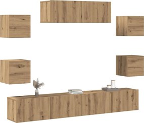 Sada 7 kusů nástěnné TV skříňka dub artisan kompozitní dřevo 3329210