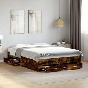Rám postele se zásuvkami kouřový dub 135 x 190 cm kompozit 3280409