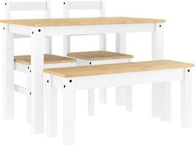 Jídelní set ze 4 kusů PANAMA Bílé masivní dřevo borovice 3345169