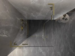 Mexen Lunar, L Duo výklopný sprchový kout 100 x 100 cm, 8mm čiré sklo, zlatý matný profil, 834L-100L-100P-55-00