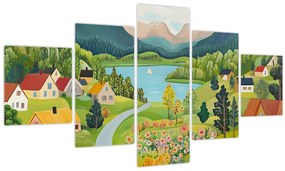 Obraz - Vesnice v horách (125x70 cm)