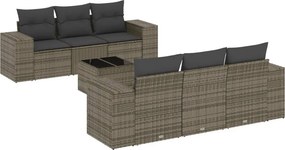 7dílná zahradní sedací souprava s poduškami šedá polyratan 3254647