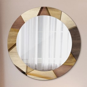 Kulaté dekorativní zrcadlo Geometrické 3d dřevo fi 60 cm