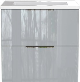 Šedá lesklá závěsná skříňka pod umyvadlo 61x61 cm Celano – Germania