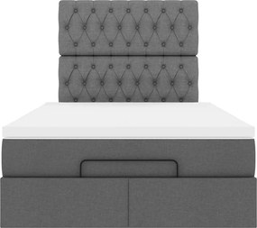 Osmanský rám postele s matrací tmavě šedá 120x190 cm textil 3313224