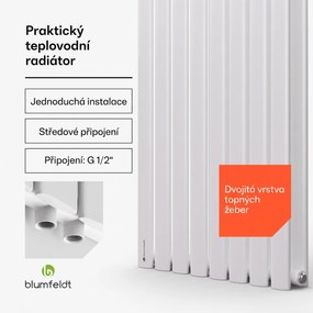 Blumfeldt Tallheo, 47 x 160, radiátor, koupelnový radiátor, trubkový radiátor, 1472 W, teplá voda, 1/2