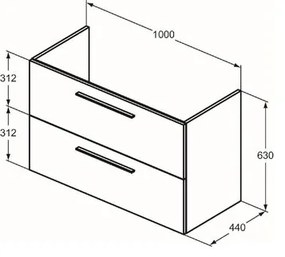 Ideal Standard i.Life A Skříňka pod umyvadlo 100 cm, 2 zásuvky, šedý křemen matný T5257NG