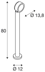 SLV 1002907 Eskina Pole, venkovní stmívatelná stojací lampa, LED 14,5W 3000/4000K, antracit, výška 80cm, IP65