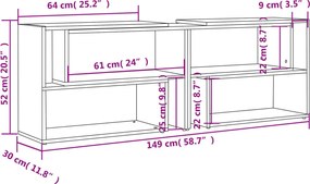 vidaXL TV skříňka betonově 149 x 30 x 52 cm dřevotříska [808360] Barva: šedá s vysokým leskem