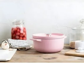 KitchenAid Litinový kastrol s poklicí růžová 22 cm / 3,3 l / litina /