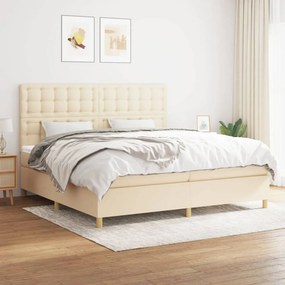 Box spring postel s matrací krémová 200x200 cm textil 3142686