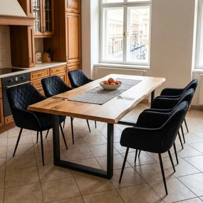 Vikio Jídelní set pro 6 osob 180x90 cm dub noha U černá židle s područkami VJS168-6C