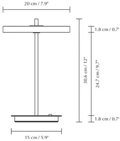 Světle šedá kovová LED stolní lampa s kovovým stínidlem (výška 31 cm) Asteria Move – UMAGE